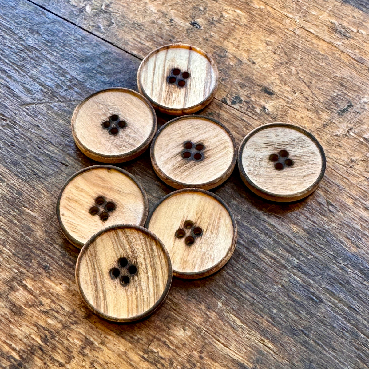 Olive Wood Buttons with Four Holes - 18mm – Cross & Woods | Crafting ...
