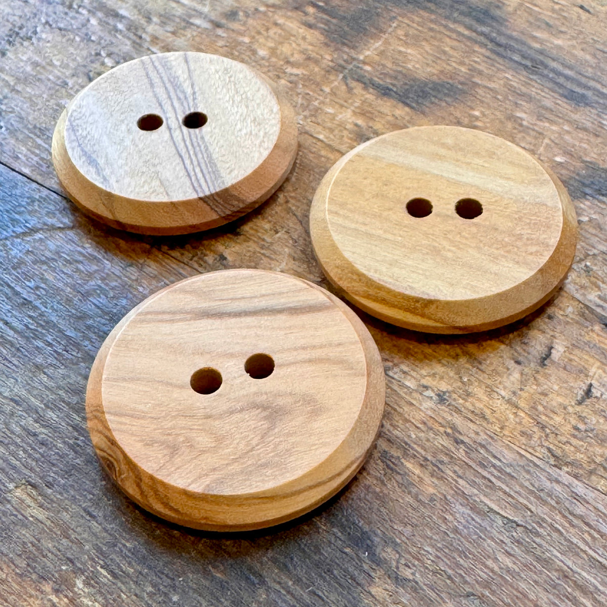 Olive Wood Rounded Edge Buttons with Two Holes – Cross & Woods ...